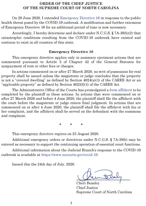 Chief Justice Beasley orders extension of emergency directive | The ...